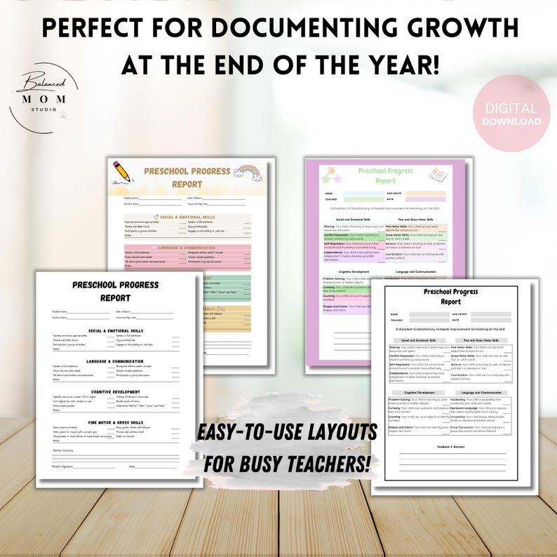 Printable Preschool Progress Report Bundle- Customizable Canva Template ...