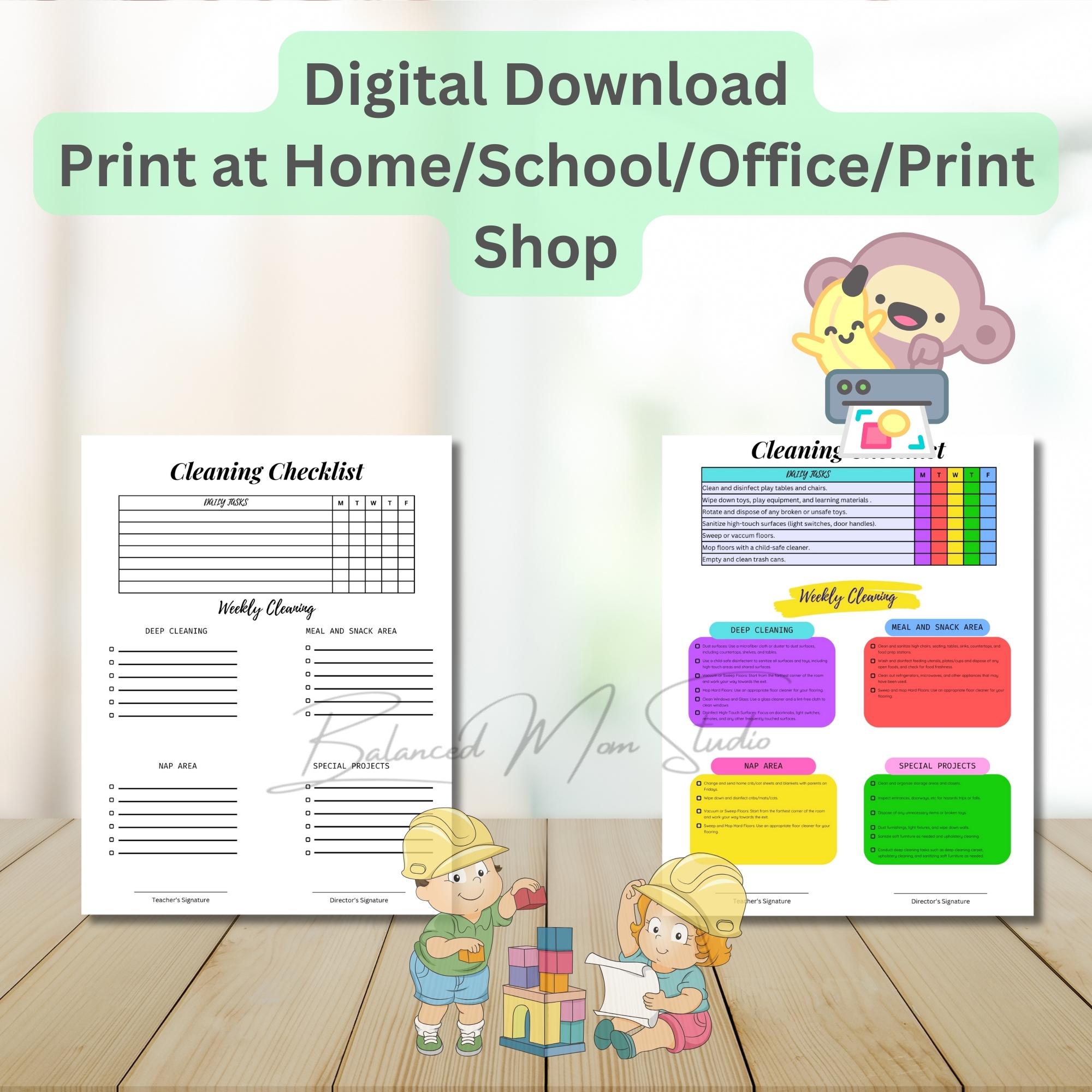 Toddler Classroom Cleaning Checklist: Customizable Teacher's Routine ...