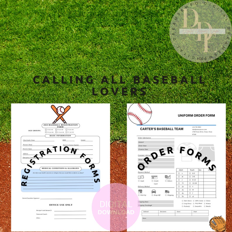 Effortless Baseball Registration and Order Form Digital Printable PDF ...