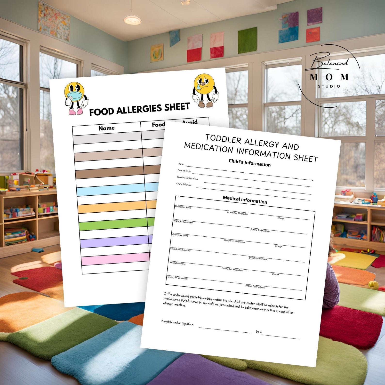 Toddler Allergy and Medication Sheets: Daycare Action Plan (printable ...