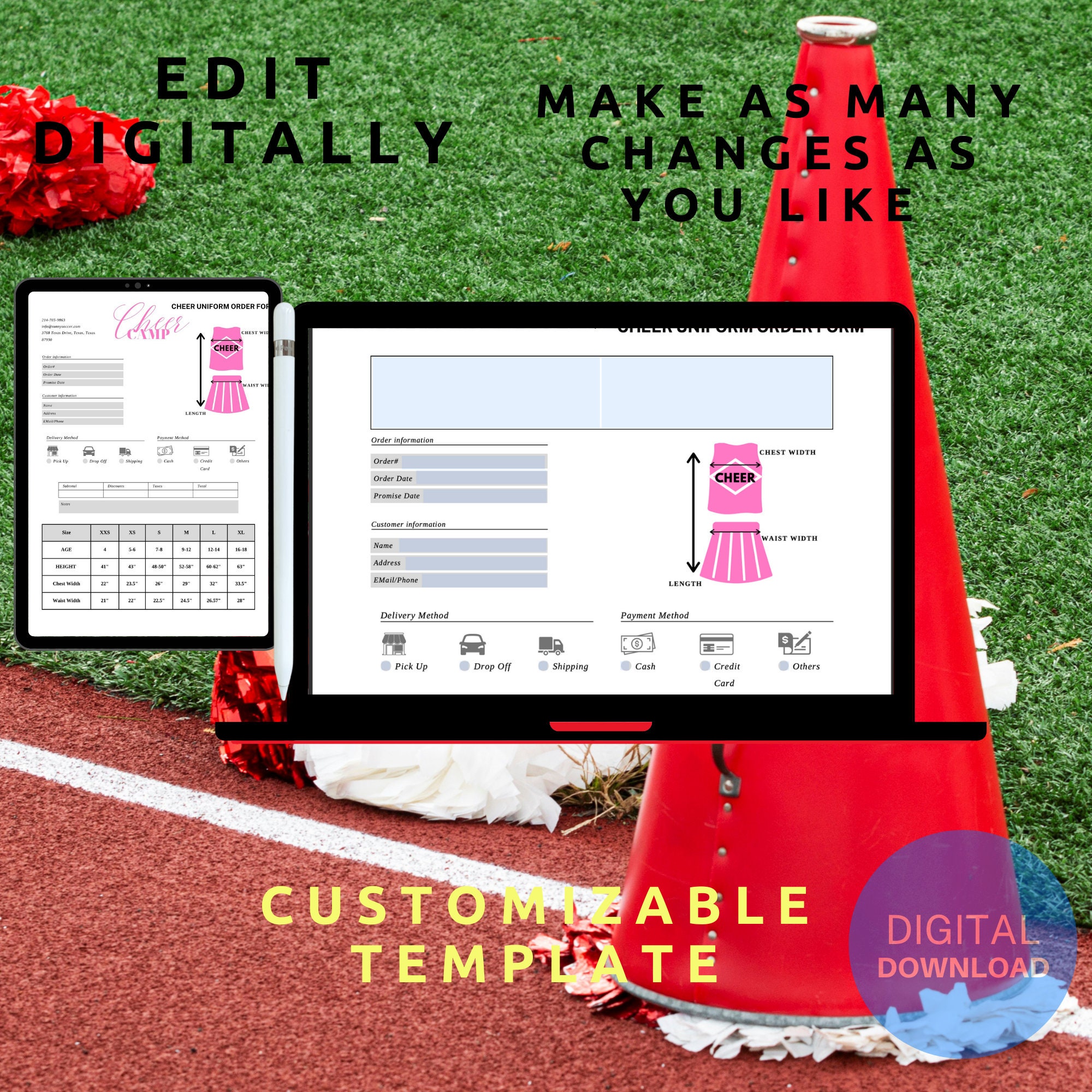 Cheer Registration and Order Form Editable Canva Template Youth Sports ...