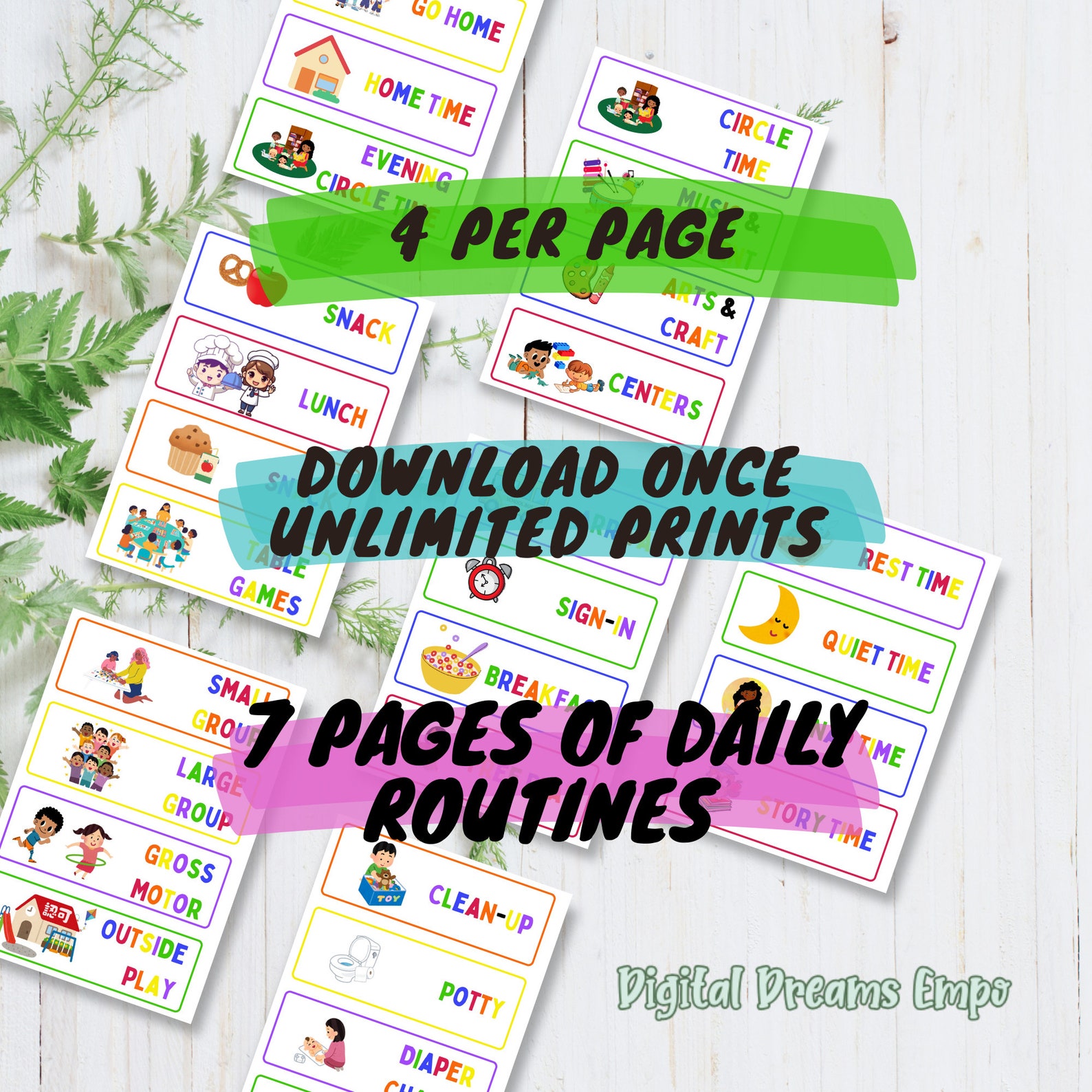 Printable Daily Schedule and Routine Cards| 56 Pocket Labels | Color ...