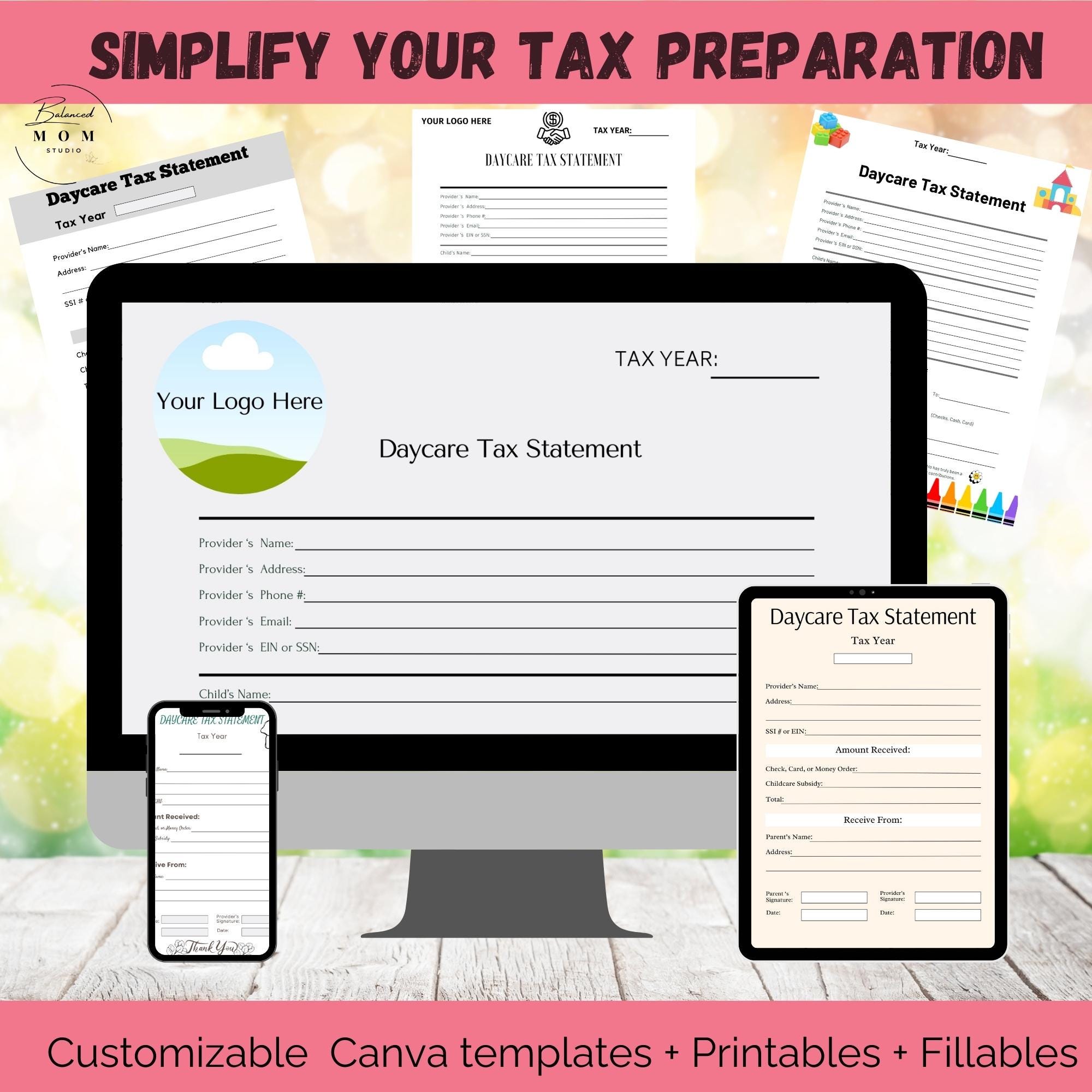 Easy-to-use Daycare Tax Form - Canva Template, Printable PDF, and ...
