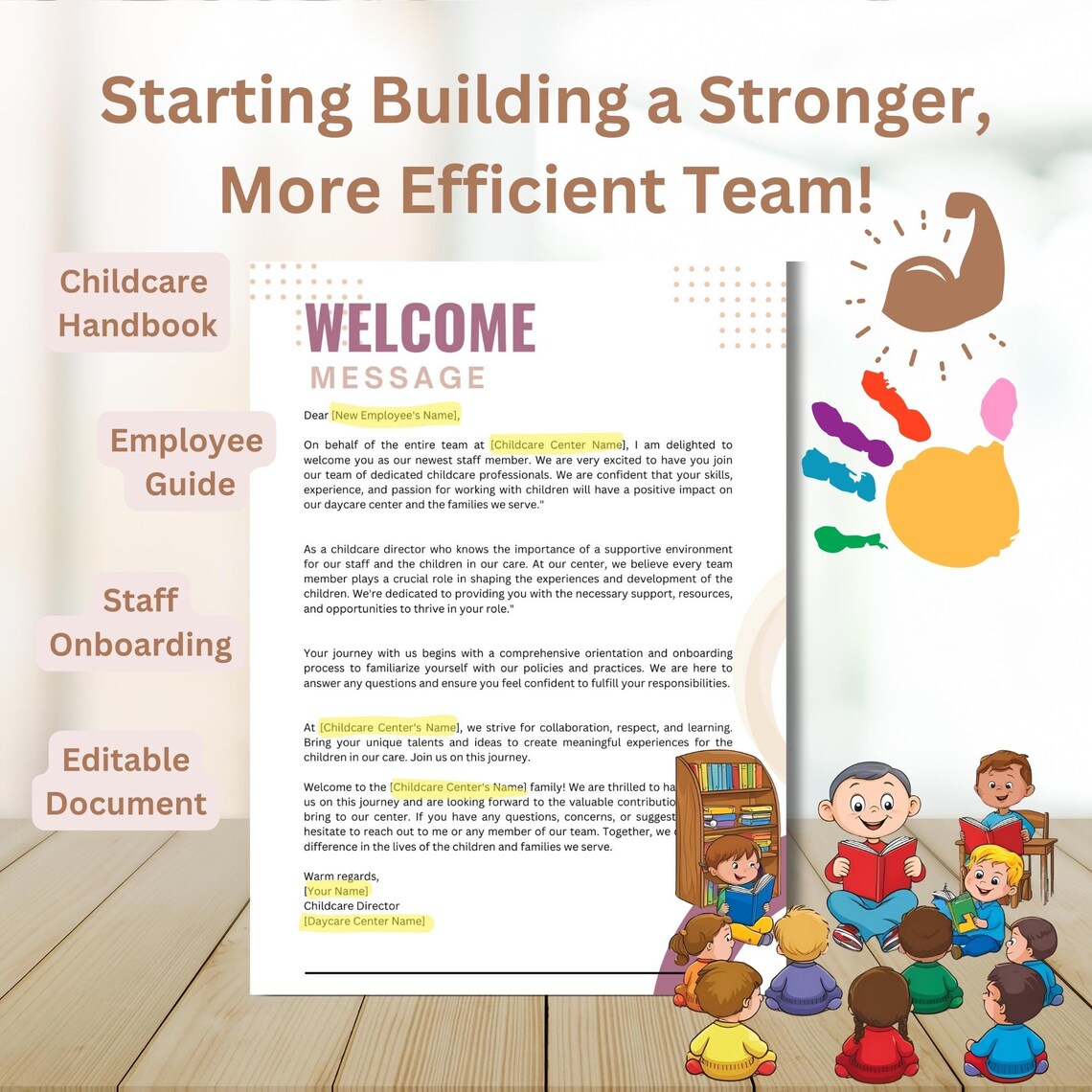 Childcare Employee Handbook Template: Editable Staff Policy (canva ...