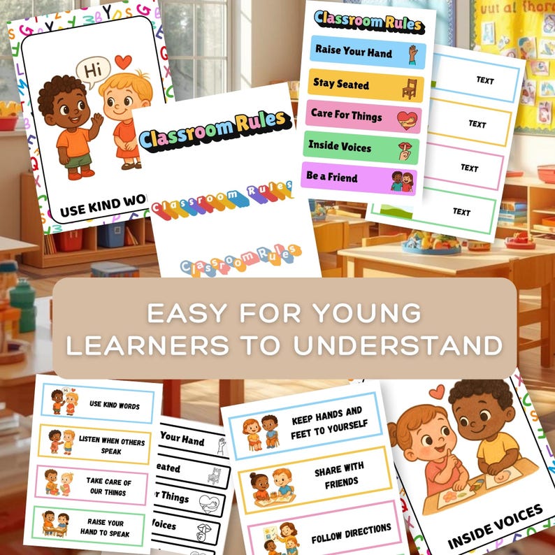 Visual Classroom Rules Poster Set: Editable Charts & Labels (digital ...