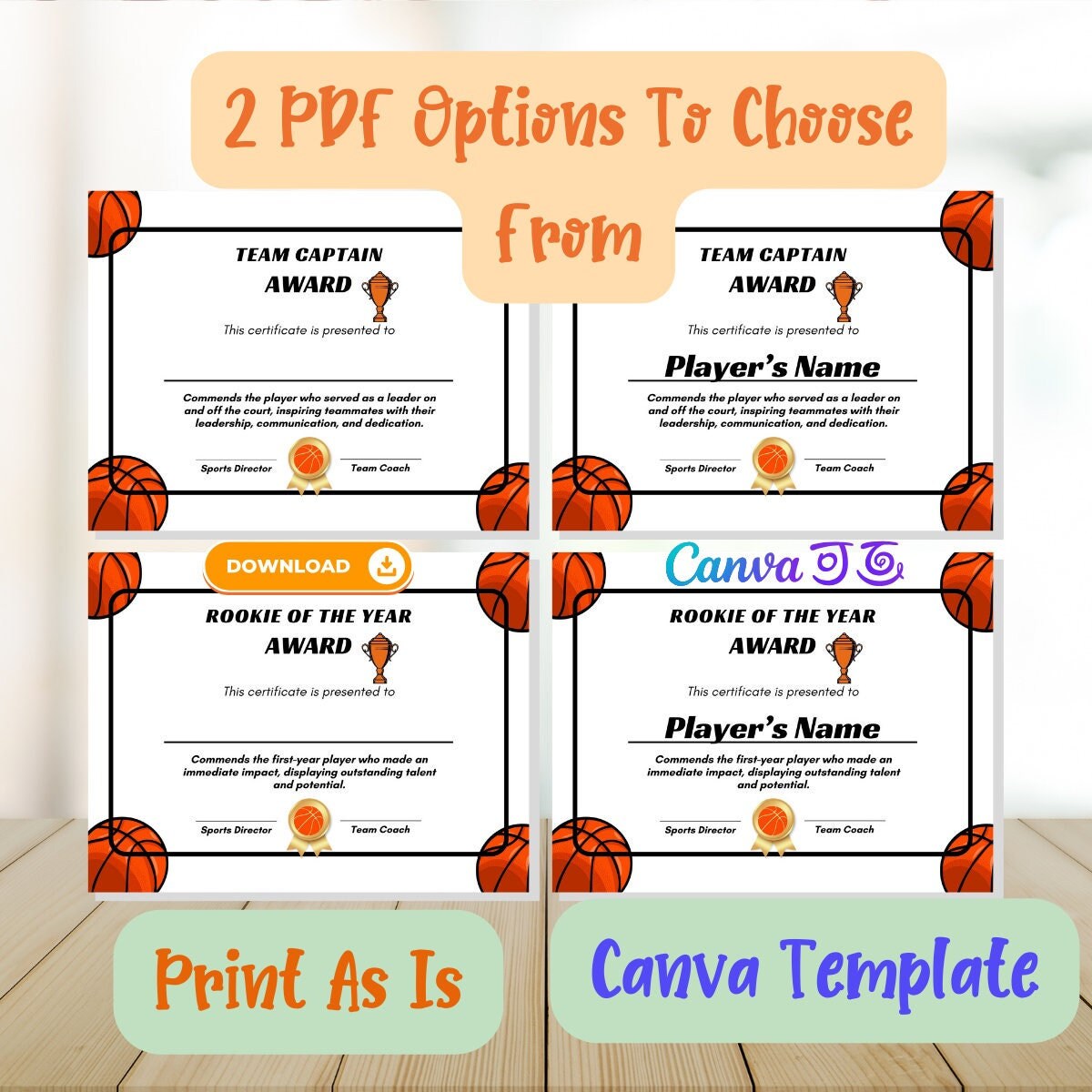 33 Editable Youth Basketball Certificates - Editable Canva Template ...