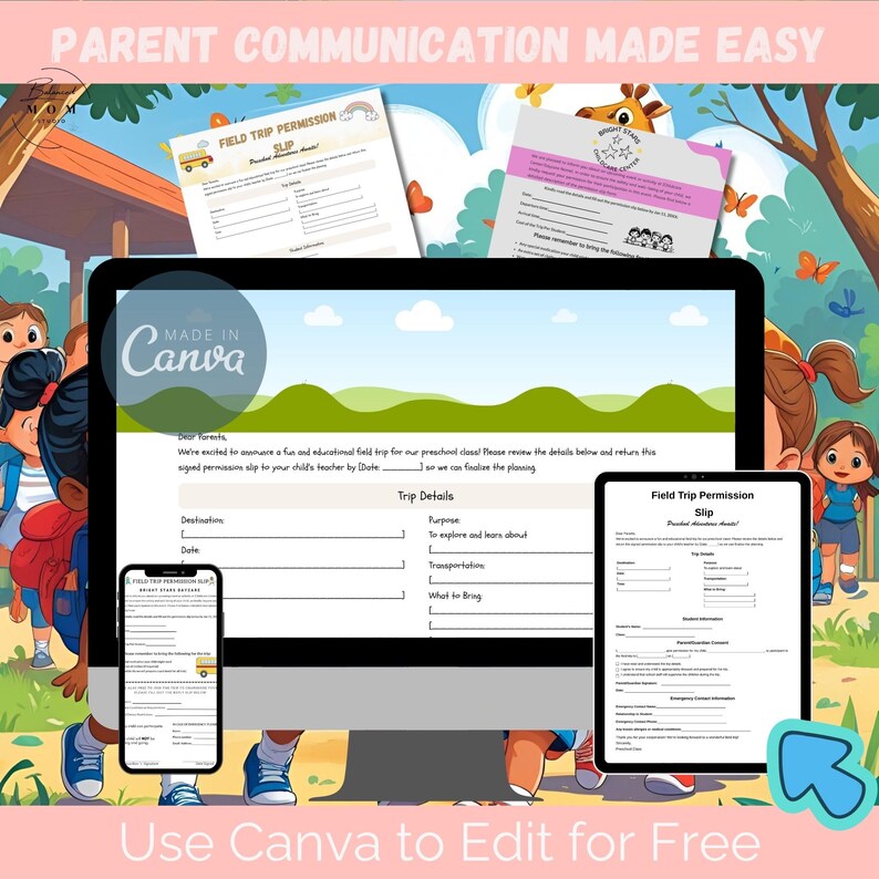 Preschool Field Trip Permission Slip Template: Editable Childcare Form ...