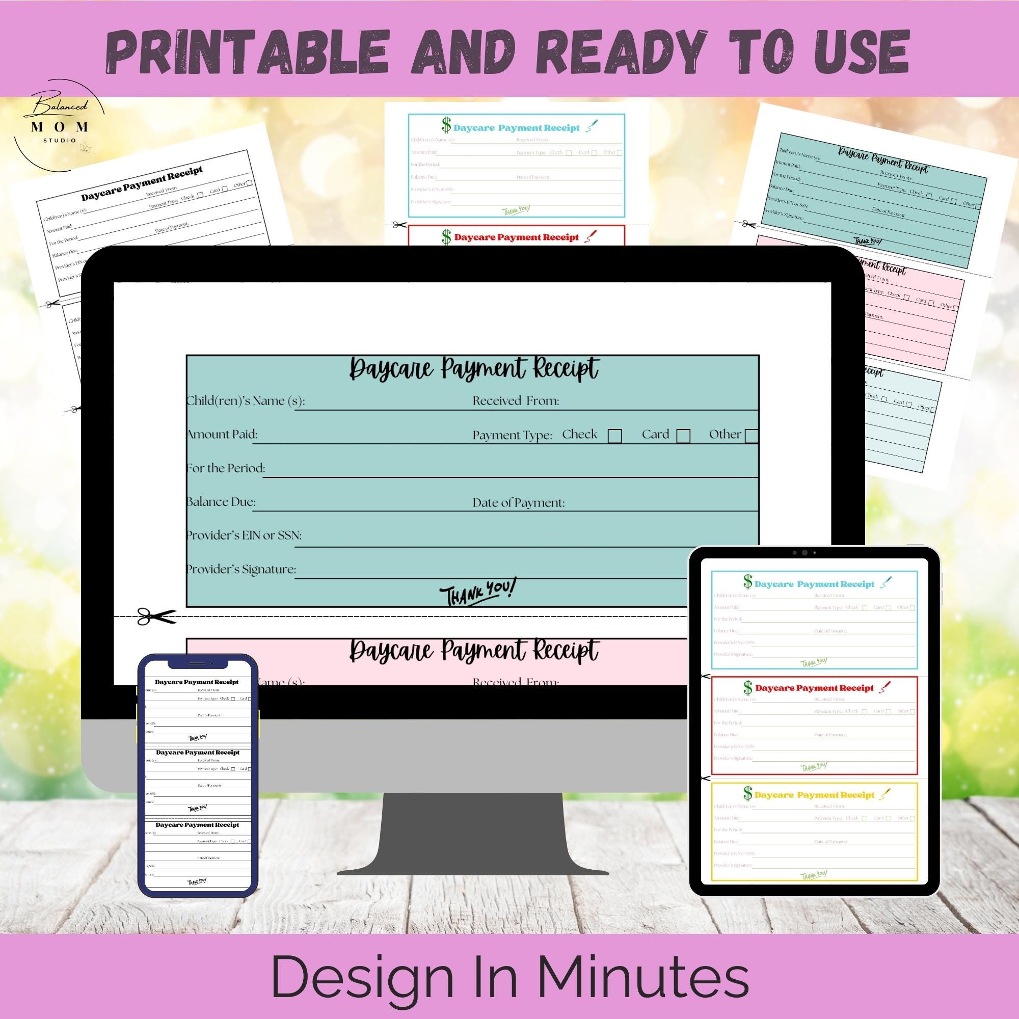 Daycare Receipt Canva Template| Editable Childcare Payment Form| Bonus ...
