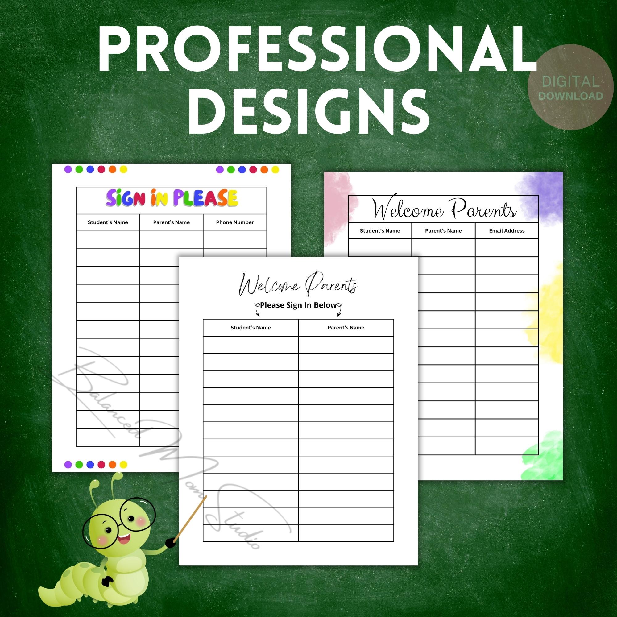 Back to School Sign-in Sheets Bundle: Editable Teacher Forms (digital ...