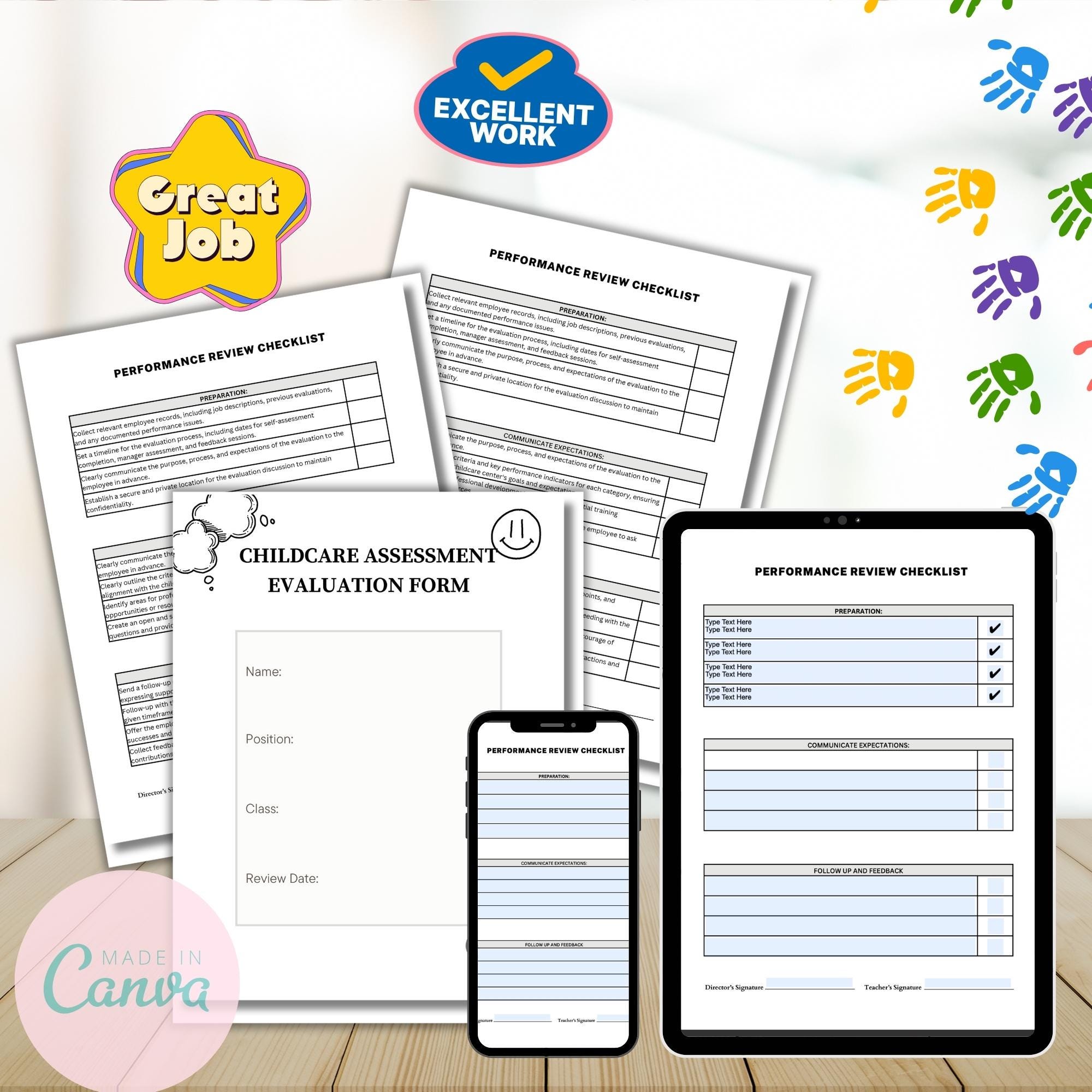 Teacher Performance Evaluation Forms: Printable Staff Review (canva ...