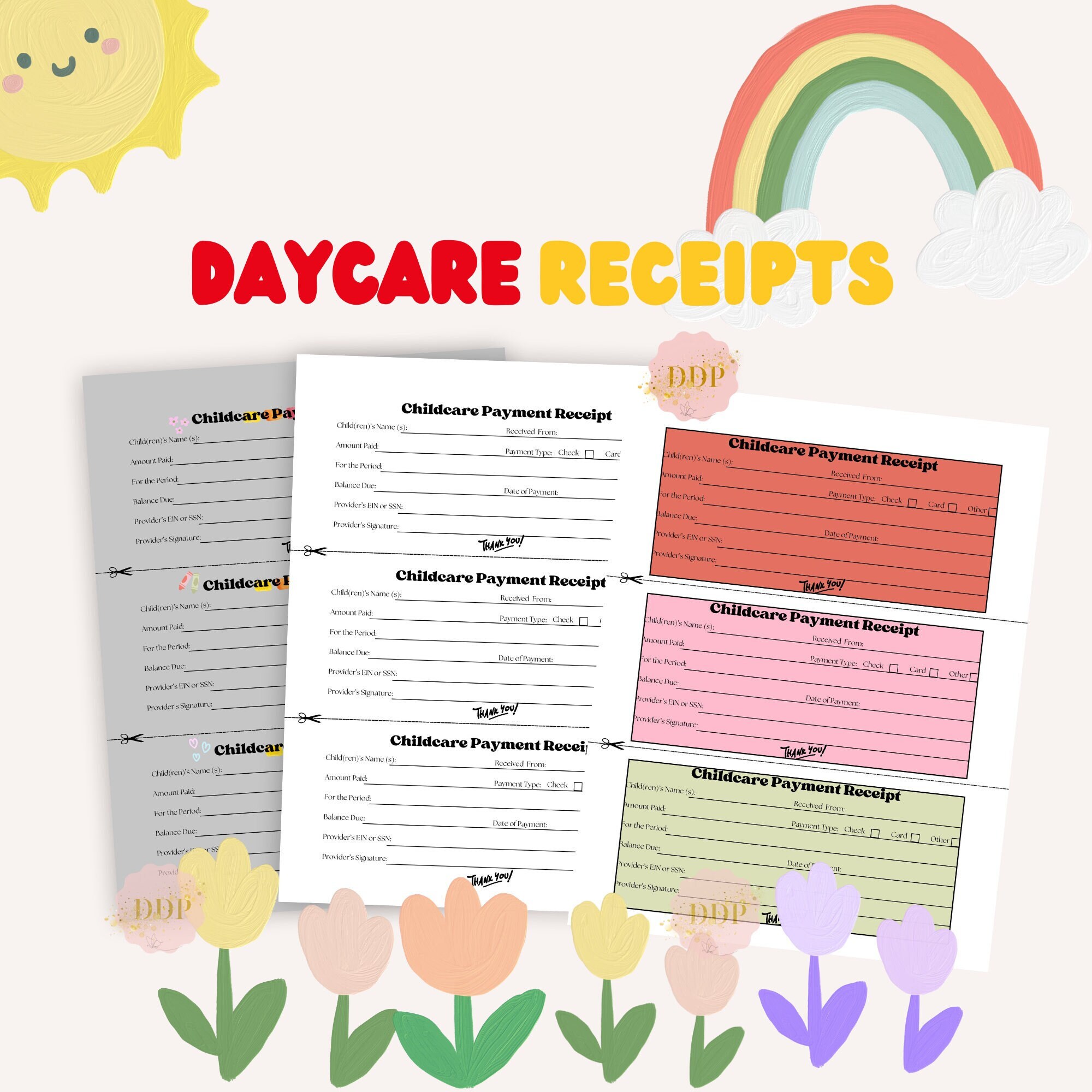 Childcare Receipt Template In-home Daycare Receipt Book Printable ...