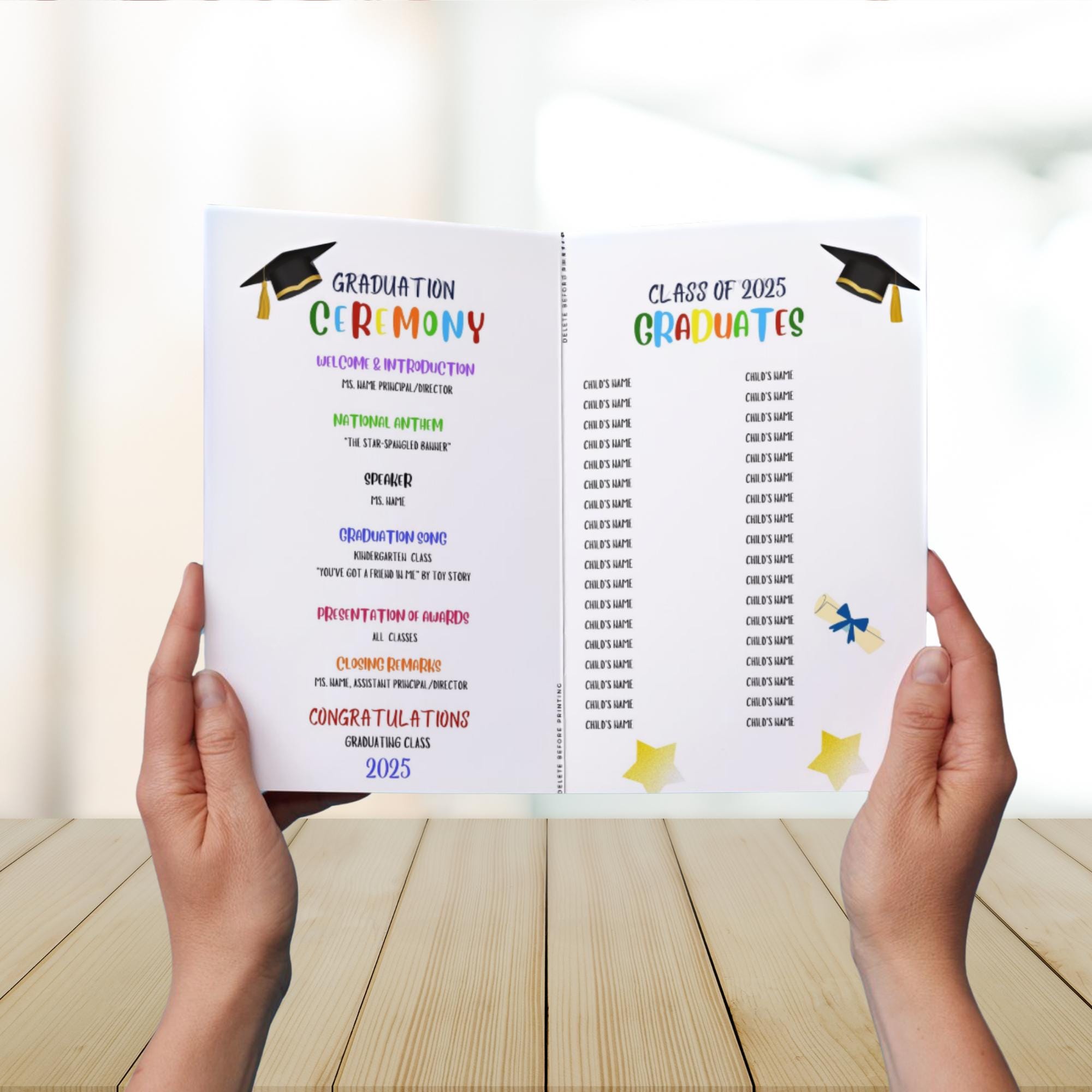 Pre-k Graduation Program Template: Editable Ceremony Script (digital ...