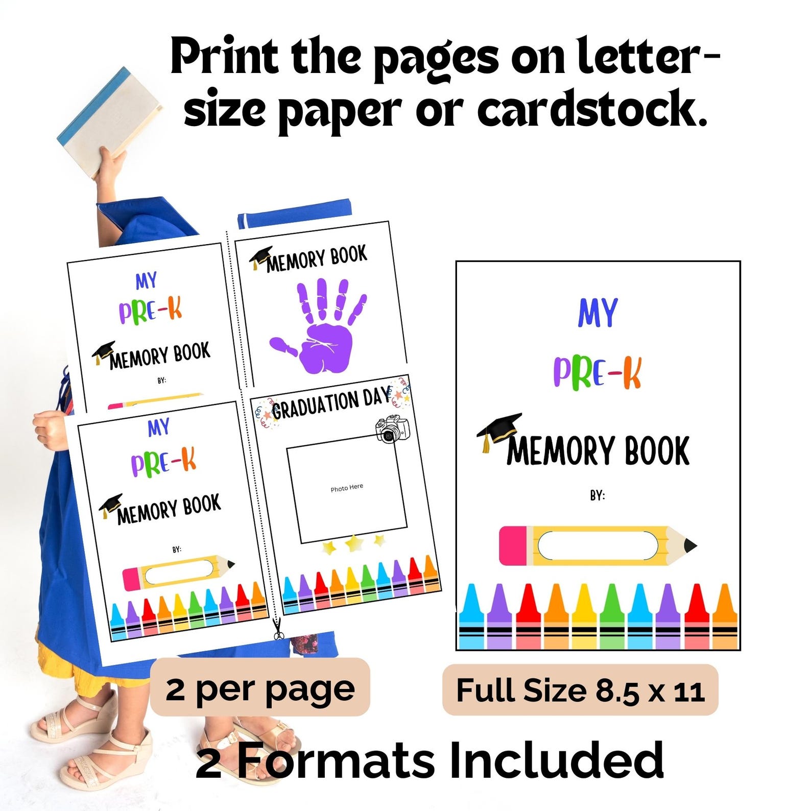 Pre-k Memory Book Handprint Art | Homeschool Resource| First Day of ...