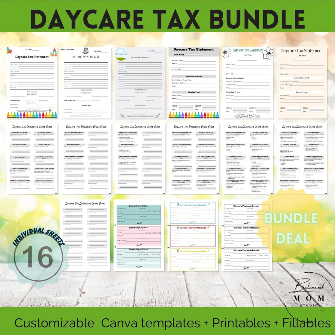 Daycare Tax Forms Bundle | All in One Tax Documents | Childcare Tax ...