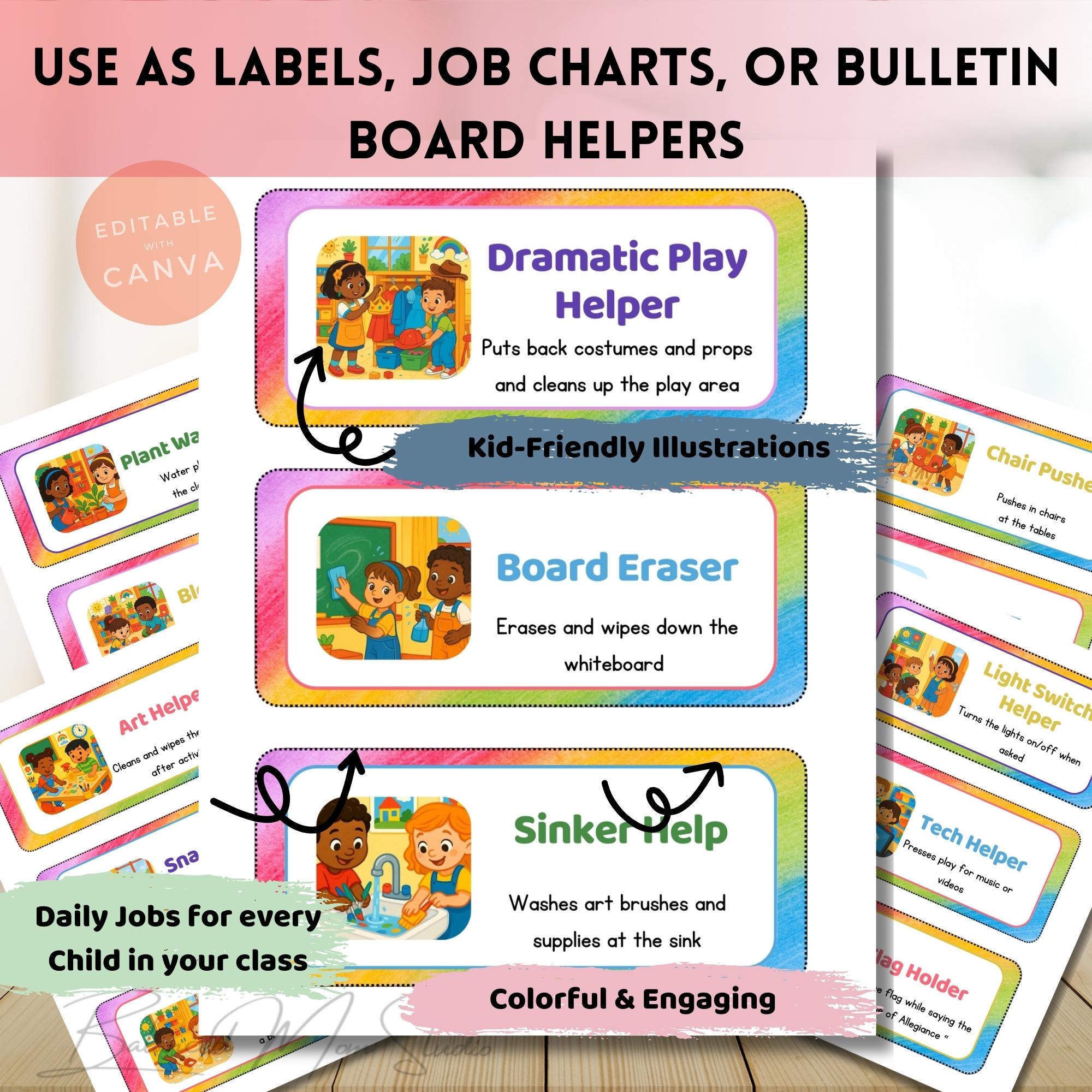 Preschool Classroom Job Cards: Visual Cleaning Routine (printable PDF ...