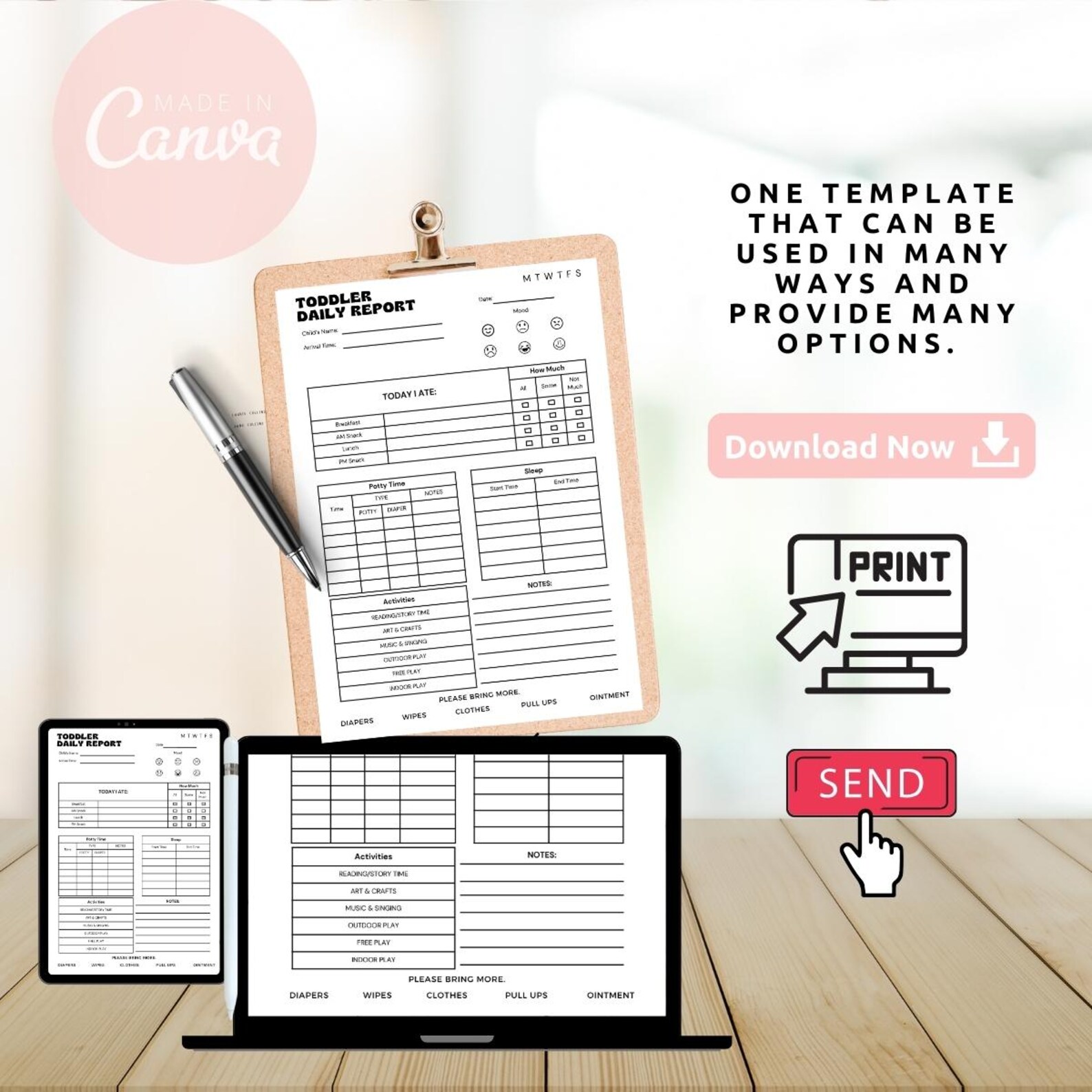 Toddler Daily Sheets| Essential In-home Daily Reports for Kids| Canva ...