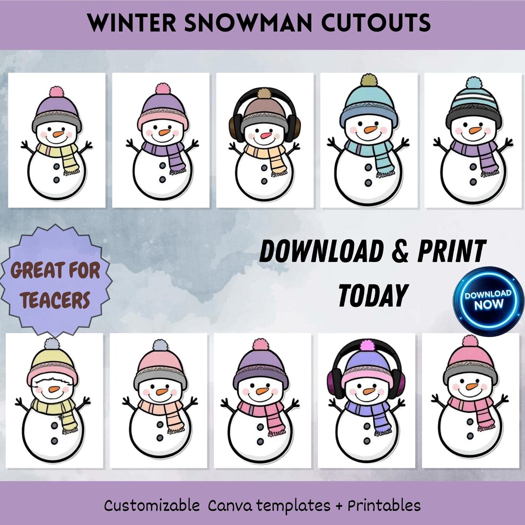 Winter Snowman Cutouts for Bulletin Boards | Classroom Winter Decor ...