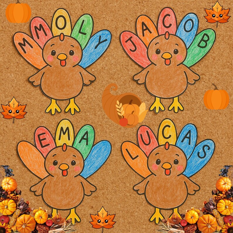 Turkey Name Craft | Thanksgiving Cut and Paste Activity (digital ...