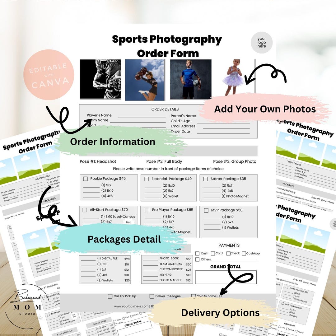 Sports Photography Order Form Template: Customizable Canva Form ...