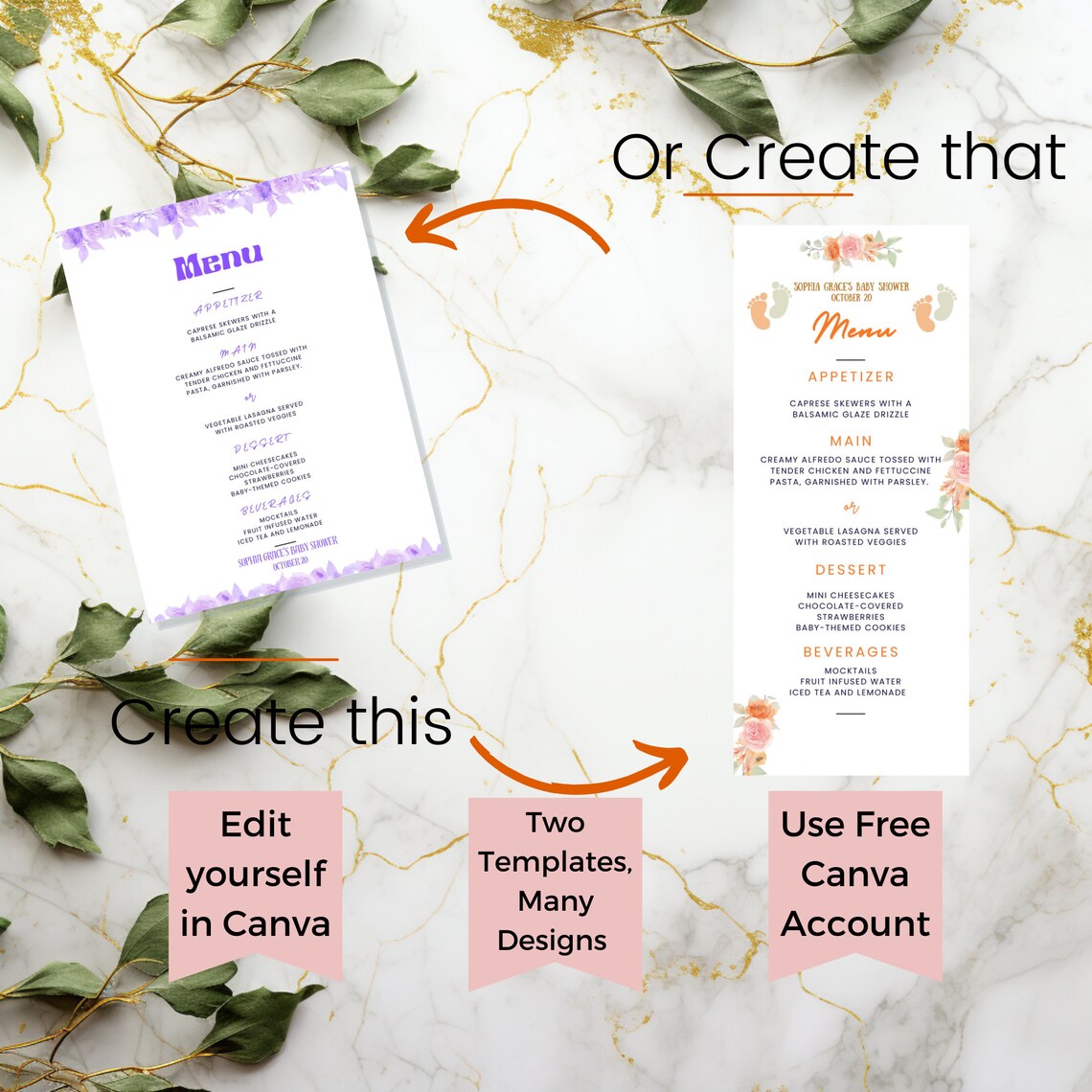 Editable Baby Shower Menu Template Baby in Bloom Decor - Etsy