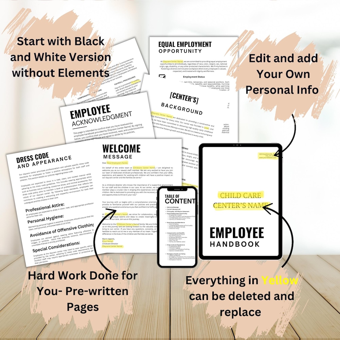 Childcare Employee Handbook Template: Editable Staff Policy (canva ...