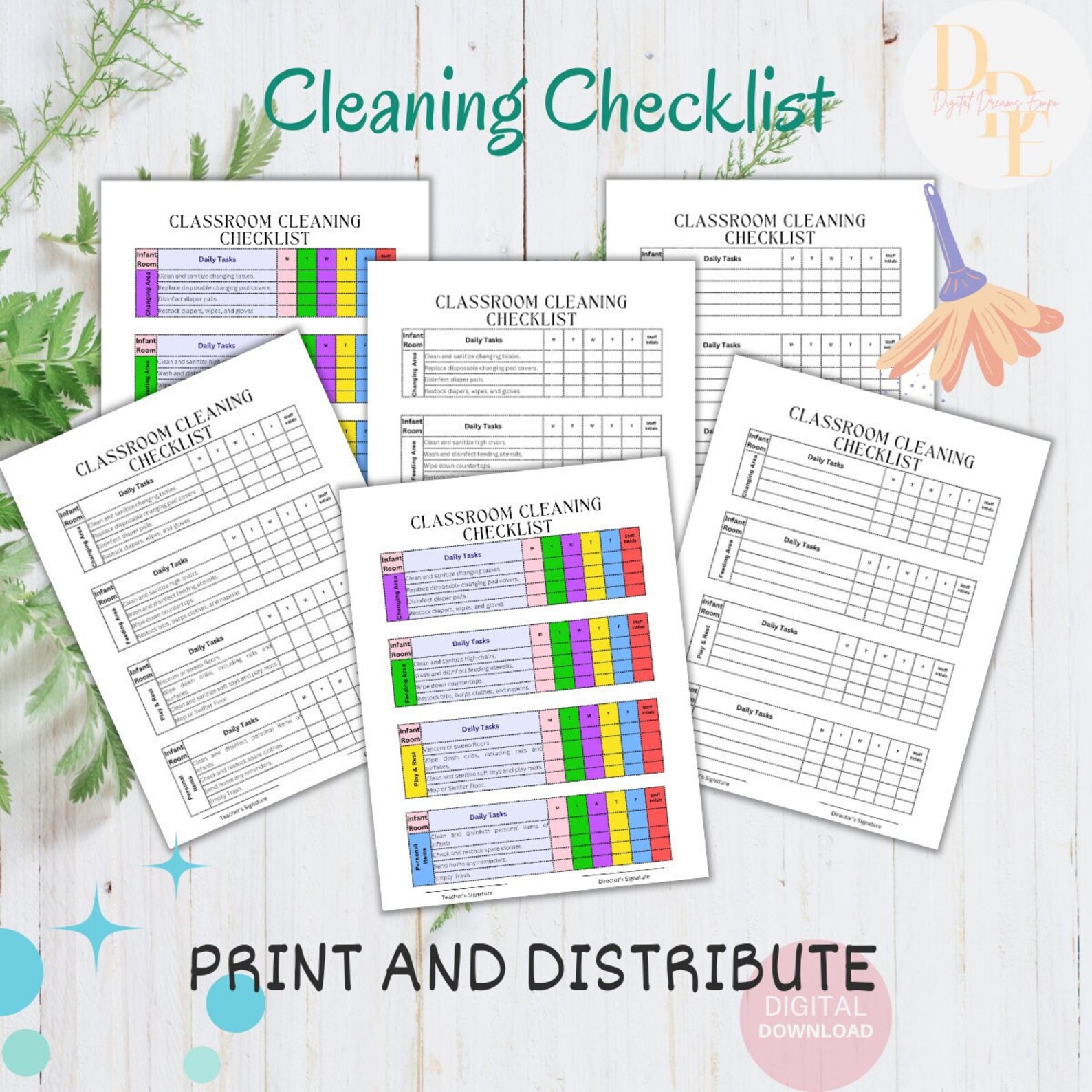 Infant Cleaning Checklist for Childcare Editable PDF and Canva Template ...