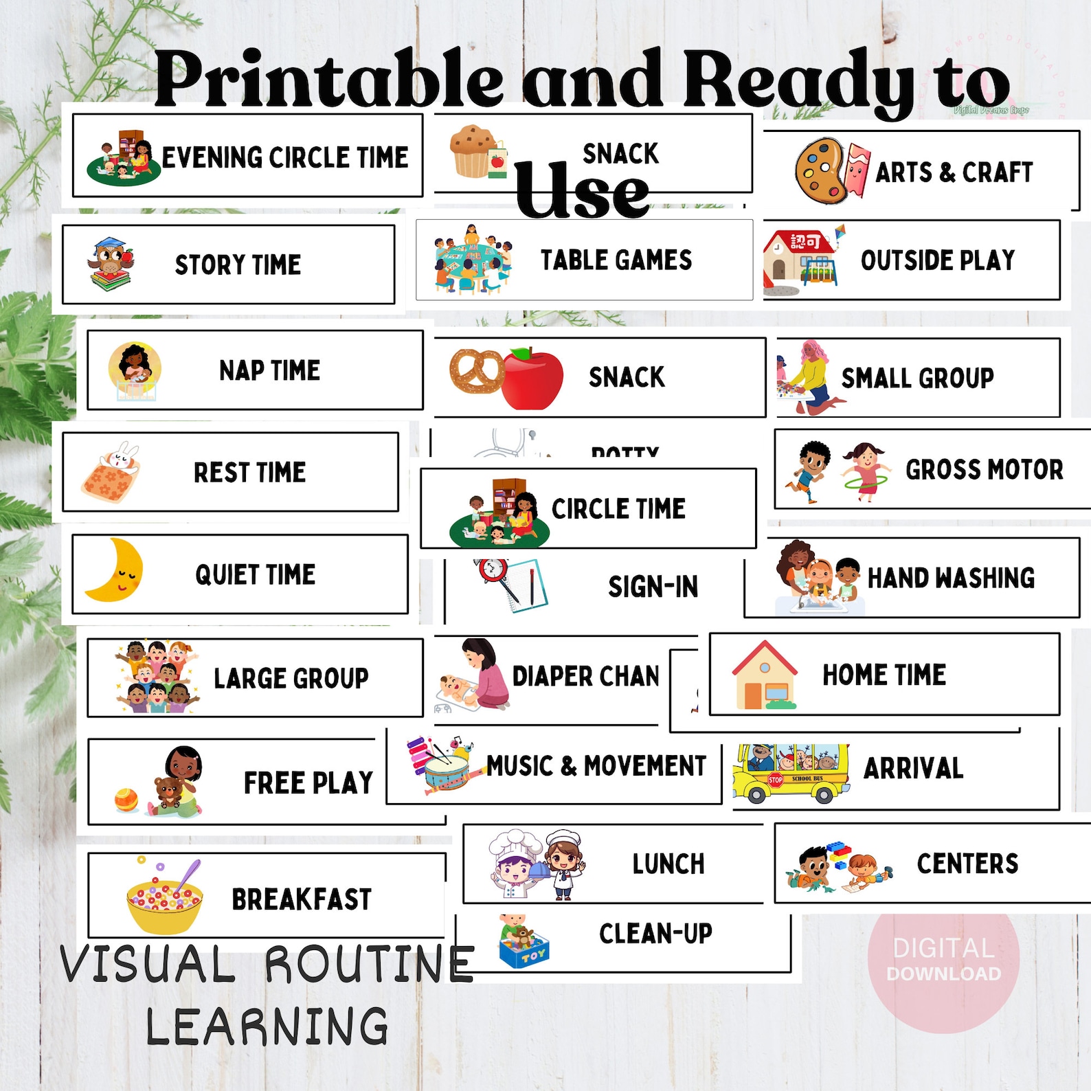Daycare Visual Daily Schedule Pocket Labels| 56 Single PDF Routine ...