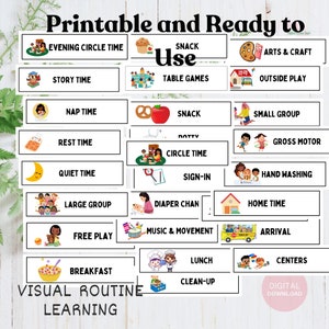Daycare Visual Daily Schedule Pocket Labels| 56 Single PDF Routine ...