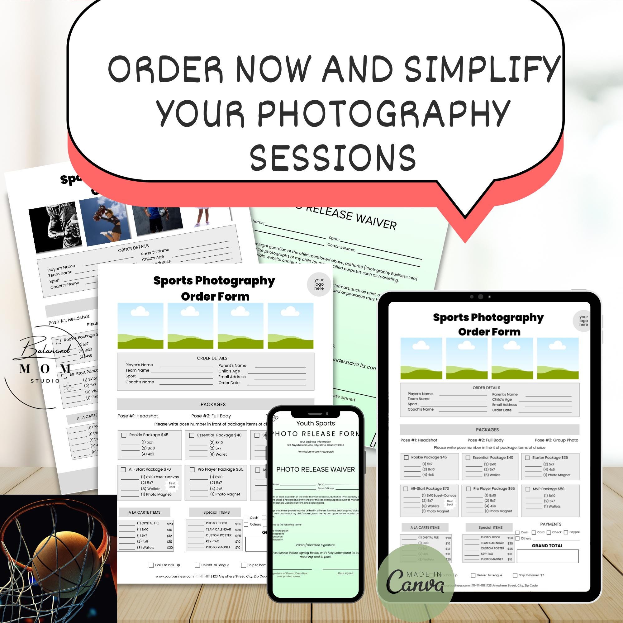 Sports Photography Order Form Template: Customizable Canva Form ...