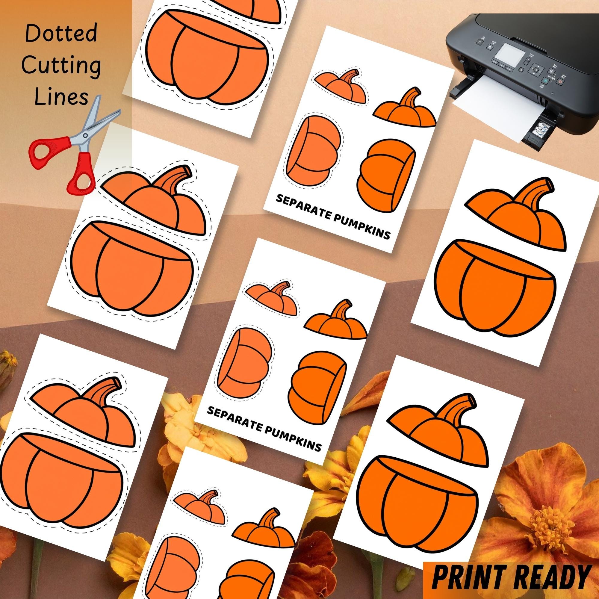 Pumpkin Patch Craft Kit: Printable Cut, Color & Lift Activity (PDF ...
