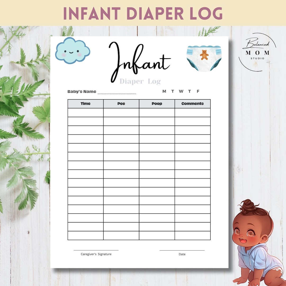 Infant Diaper Change Log: Editable Baby Tracker (PDF Printable) - Etsy