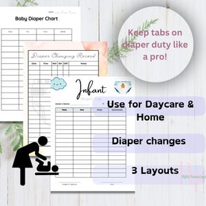 Infant Diaper Change Log Editable Baby Daily Log Diaper Changes Diaper ...