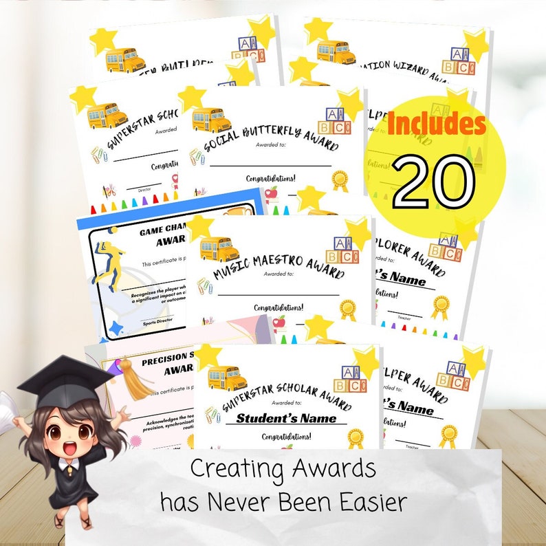 Award Certificates for Kids| Editable Award Achievements Preschool and ...