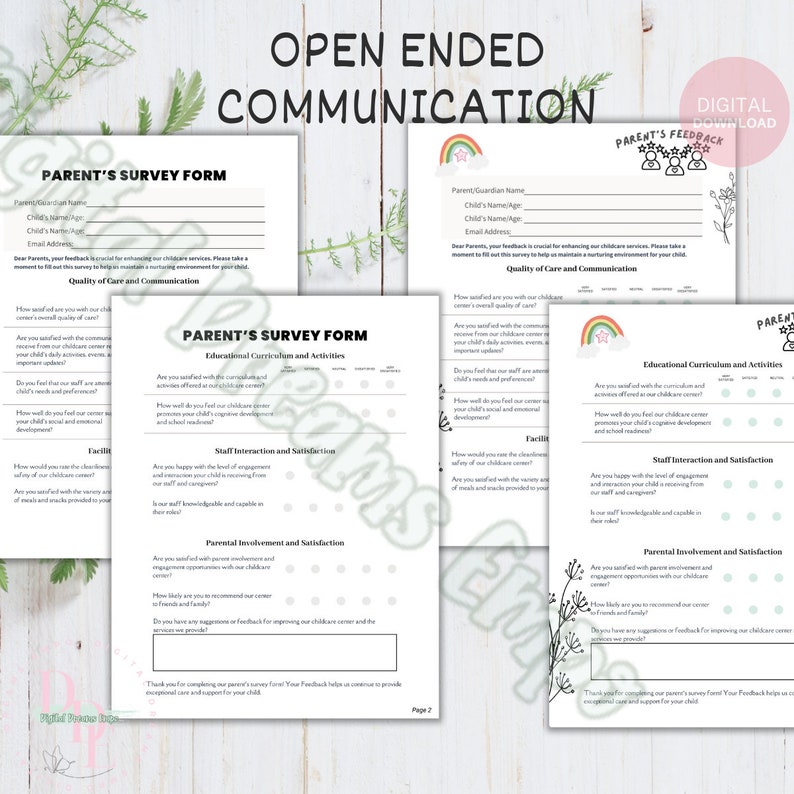 Daycare Parent Survey Template: Printable Childcare Feedback Form ...