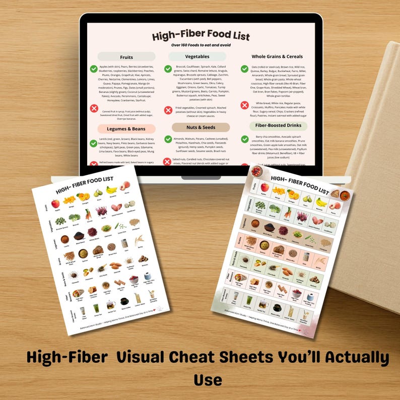 High Fiber Food Chart Printable | Nutrition Guide (instant Download ...