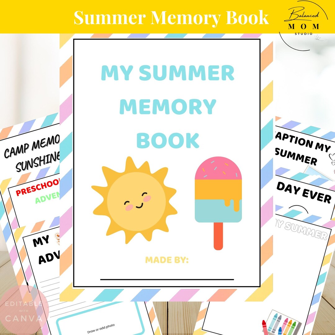 Summer Memory Book for Kids: Printable Canva Template (PDF Download) - Etsy