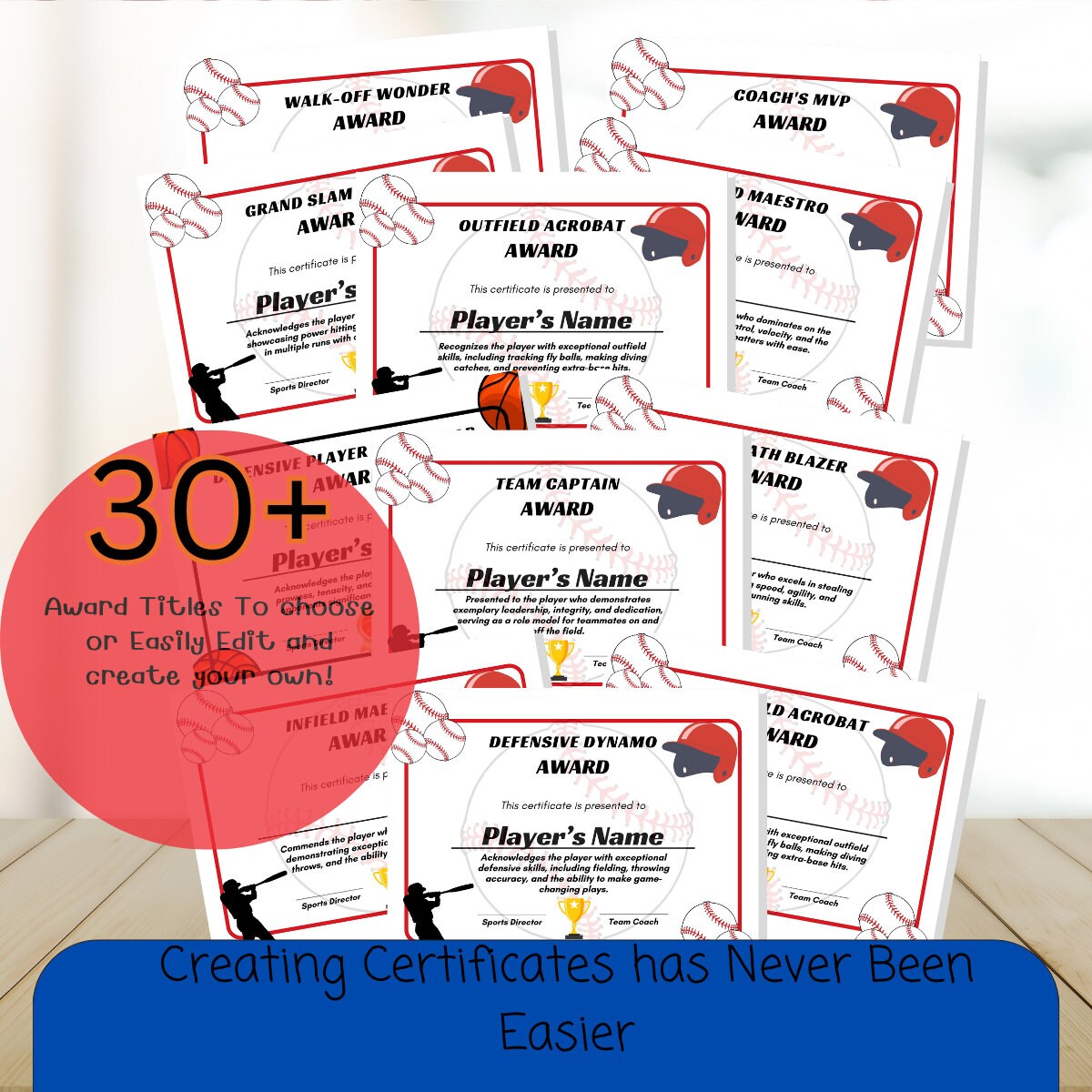 Youth Baseball Certificates Template Pack Editable Canva Template and ...