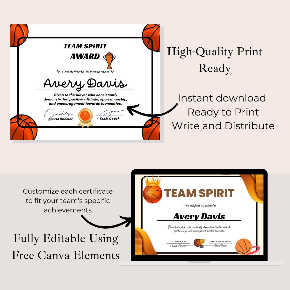33 Editable Youth Basketball Certificates - Editable Canva Template ...