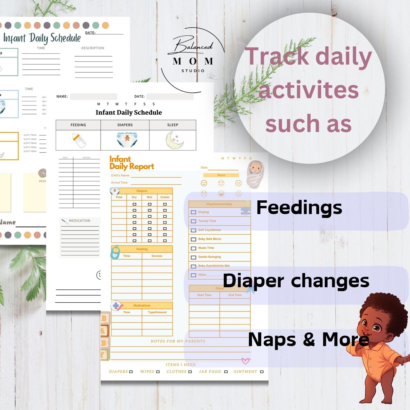 Infant Daily Log: Baby Schedule, Newborn Care (editable Canva Template ...