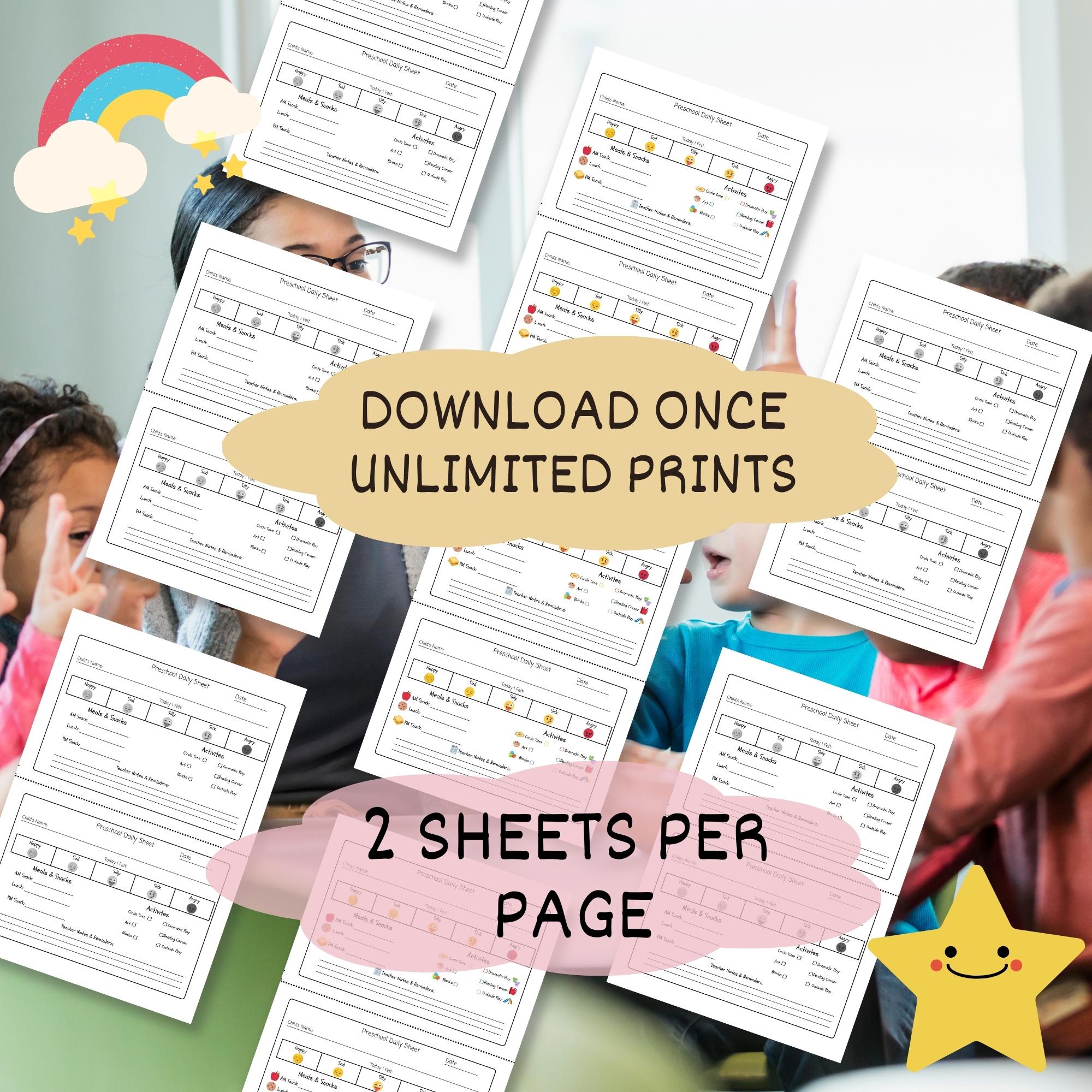Essential Preschool Daily Report Sheets | Printable + Canva Editable ...