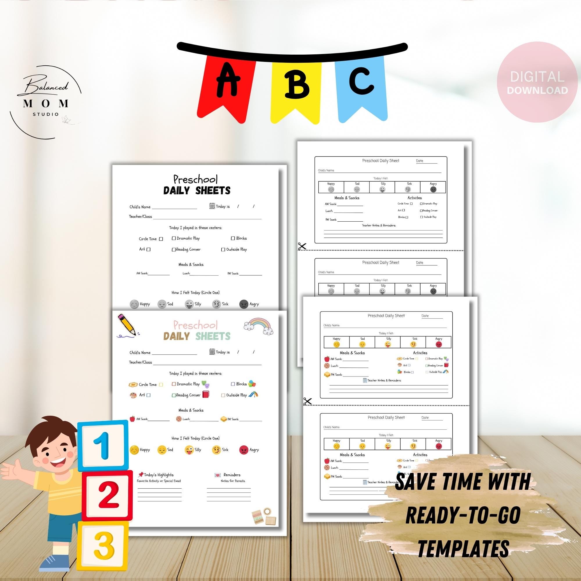 Preschool Daily Report Sheets: Parent Communication, Editable Canva ...