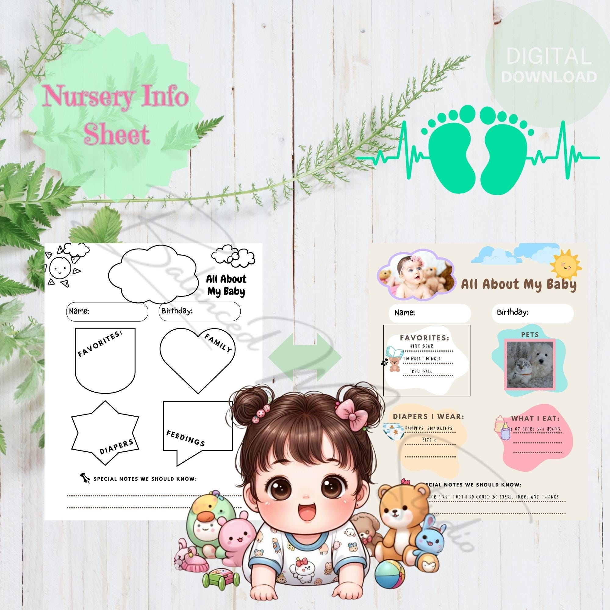 Daycare Baby Info Sheet: "all About My Baby" Canva Template (digital ...