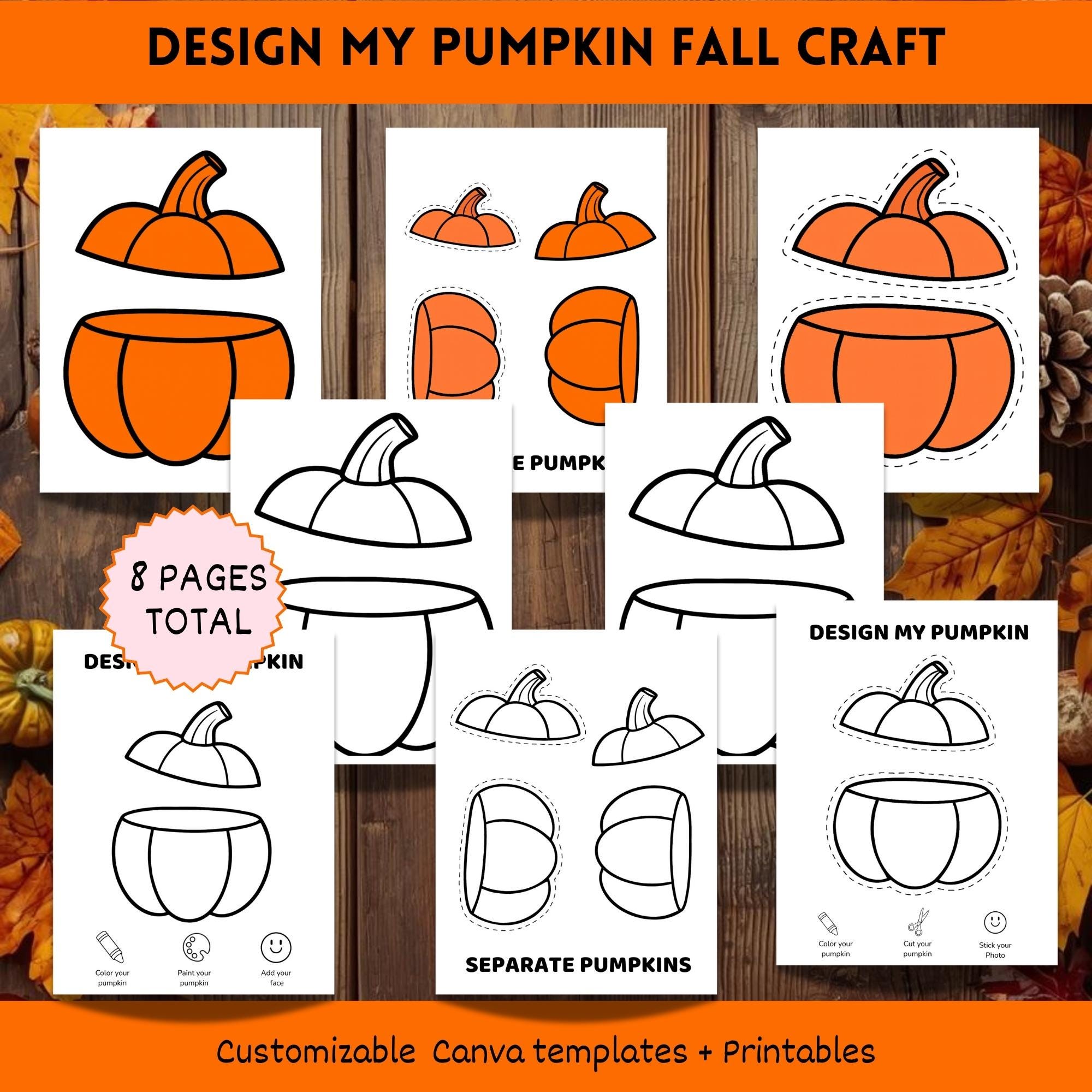 Pumpkin Patch Craft Kit: Printable Cut, Color & Lift Activity (PDF ...