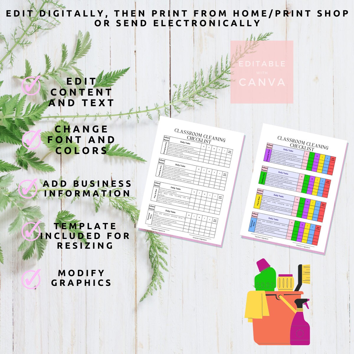 Infant Cleaning Checklist for Childcare Editable PDF and Canva Template ...