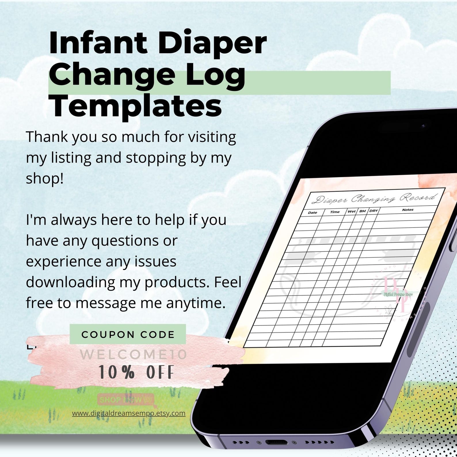 Infant Diaper Change Log Editable Baby Daily Log Diaper Changes Diaper ...
