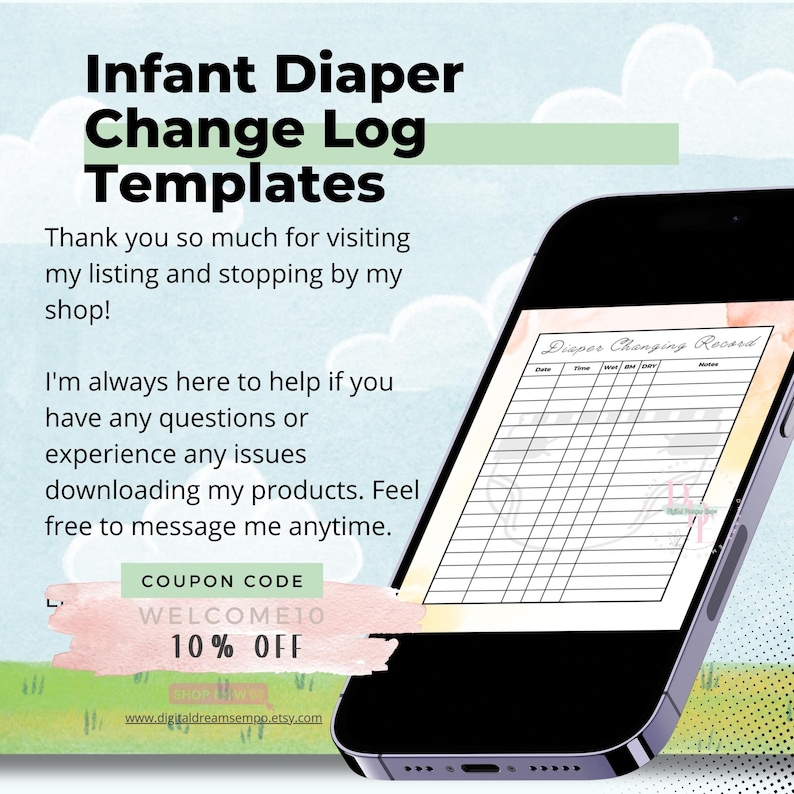Infant Diaper Change Log Editable Baby Daily Log Diaper Changes Diaper ...
