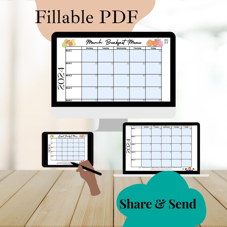 12-month Breakfast Childcare Menu Template Bundle Yearly Daycare Menu ...