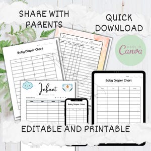 Infant Diaper Change Log: Editable Baby Tracker (PDF Printable) - Etsy