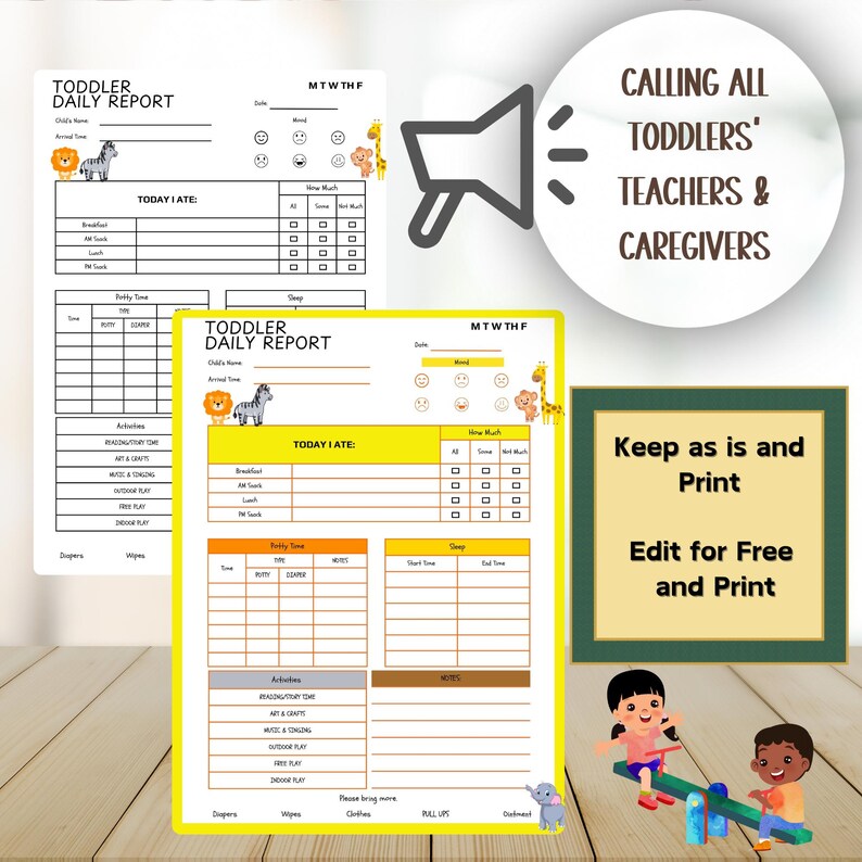Toddler Classroom Forms Bundle 11 Editable Pages for Daycare, Homeschooling, and Childcare ...