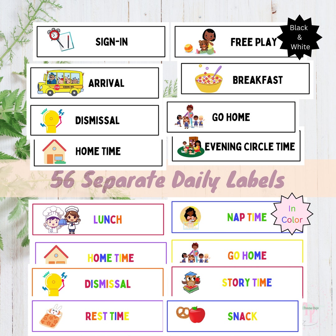 Daycare Visual Daily Schedule Pocket Labels| 56 Single PDF Routine ...